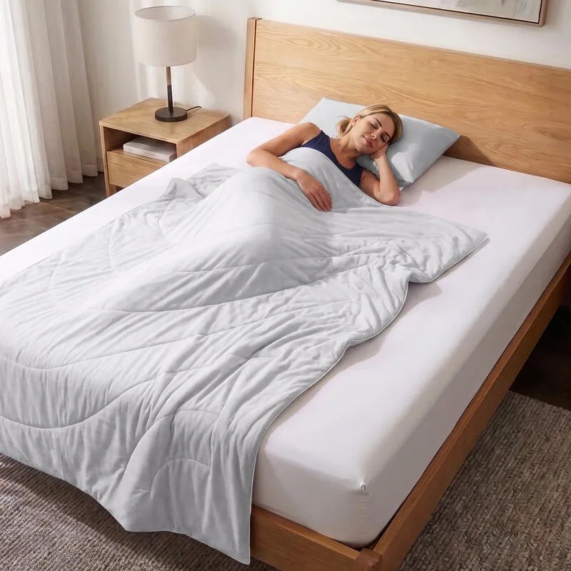 SCANquilt přikrývka CLIMA COOL - chladivá lehká - hřejivost Sq 1, světle šedá 140 x 200 cm