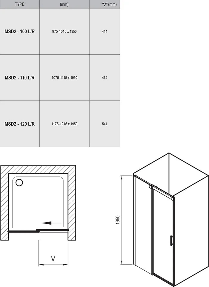 Ravak Sprchové dveře posuvné dvoudílné bílé,     MSD2-100 P   TRANSPARENT   0WPA0100Z1 Barva profilu sprchového koutu: Bílá, Varianta dveří: Pravá MSD2-100 P   TRANSPARENT