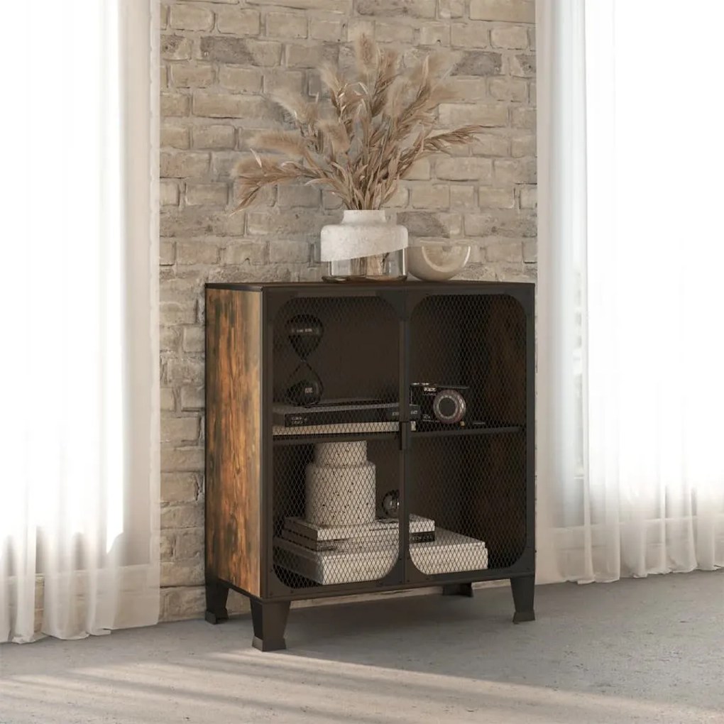 Úložná skříň rustikální hnědá 72 x 36 x 82 cm kov a MDF 335907