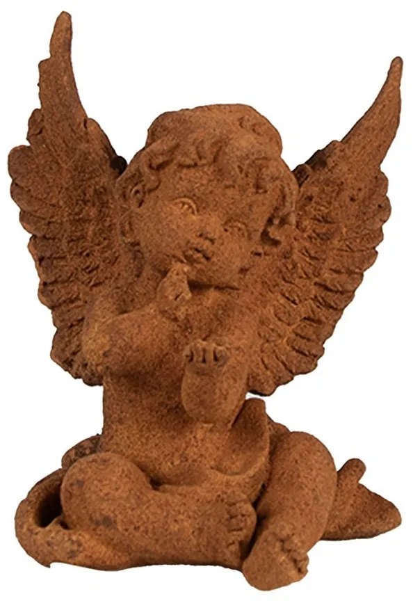 Dekorativní rezavá figurka anděl sedící - 9*8*11 cm