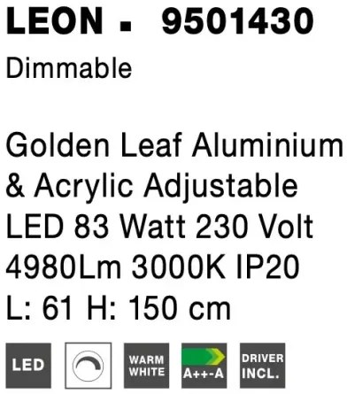 LED lustr Leon 61 zlaté