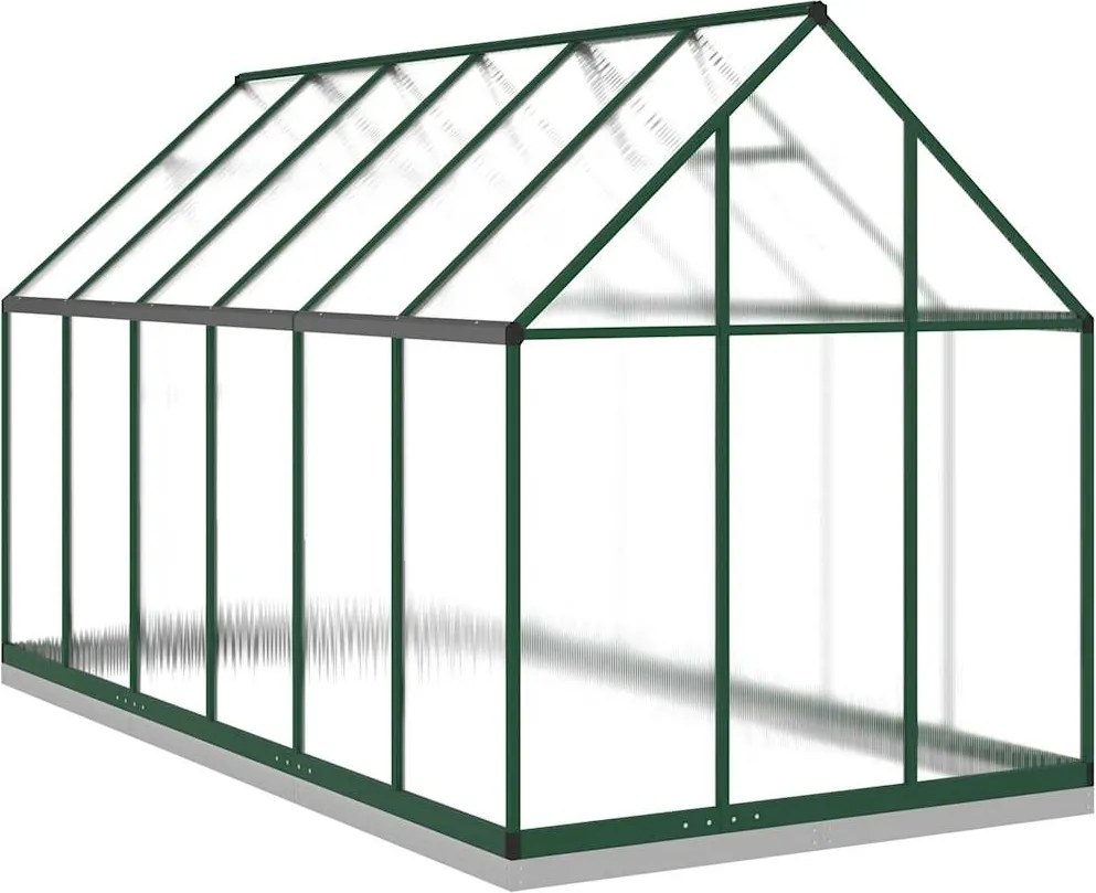 Skleník s podkladovým rámem zelený 334 x 169 x 202 cm hliník 3266330