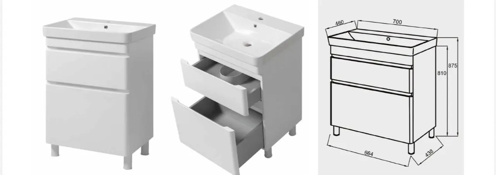 Lavedo Vivace White 70 koupelnová skříňka s umyvadlem, lesk