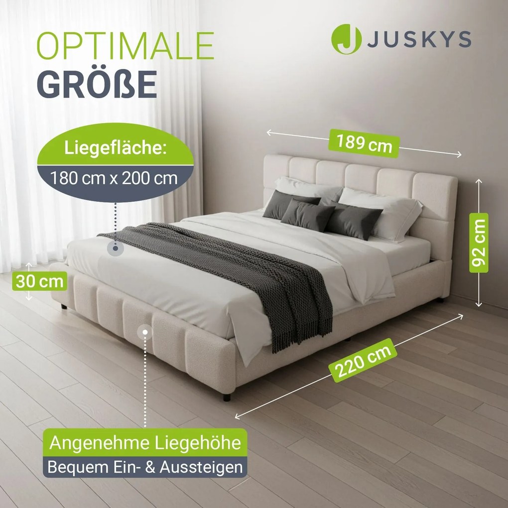 Juskys Čalouněná postel Florenz Barva: krémová, Velikost: 180 × 200 cm