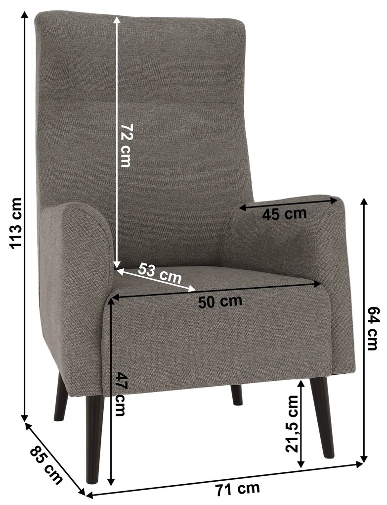 Kondela Křeslo ušák, šedá/černá, SAMY