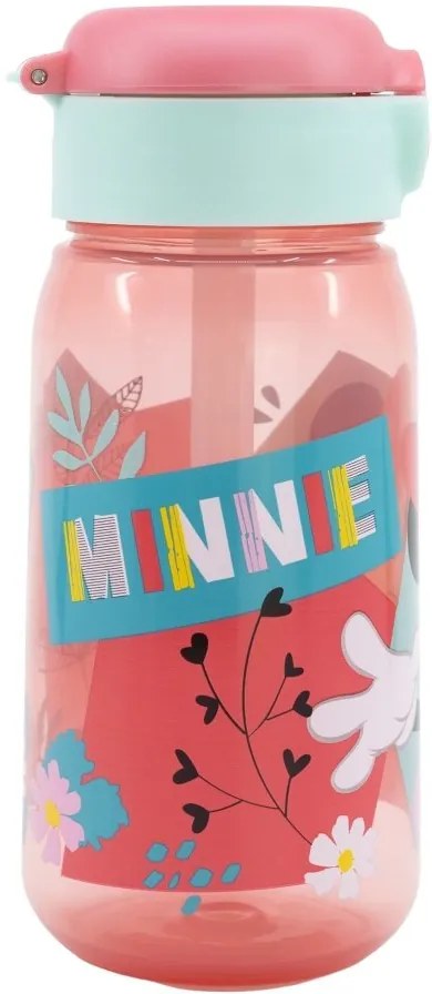 Plastová láhev na pití s brčkem a víčkem Minnie Mouse - 510 ml