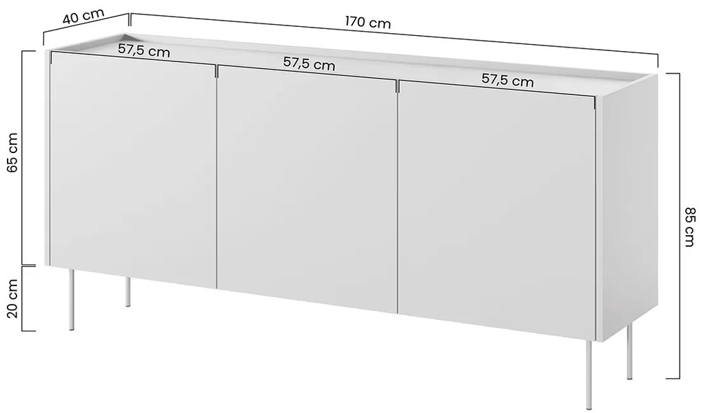 Komoda Desin 170 cm - černý mat / dub nagano