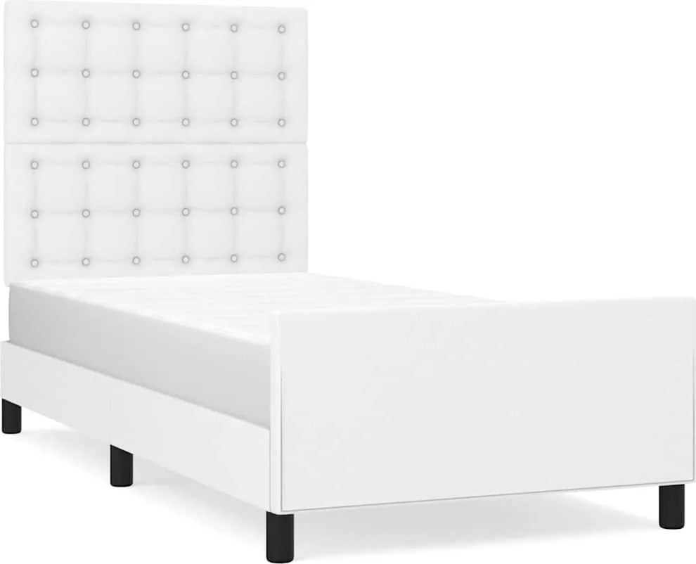 Rám postele s čelem bílý 90x190 cm umělá kůže 3125544