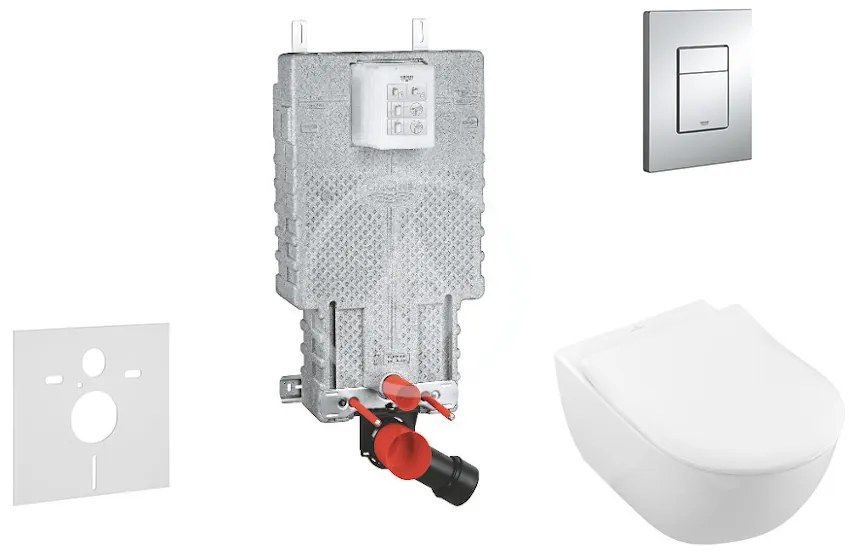 Grohe - Set předstěnové instalace, klozetu a sedátka Subway 2.0, DirectFlush, SoftClose, CeramicPlus a tlačítka Skate Cosmo, chrom