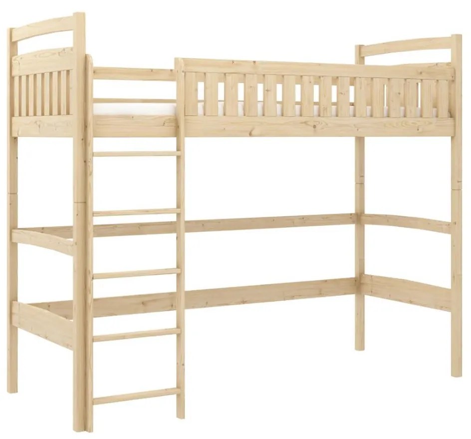 Dětská vyvýšená postel z masivu borovice MARIANA - 200x90 cm - přírodní