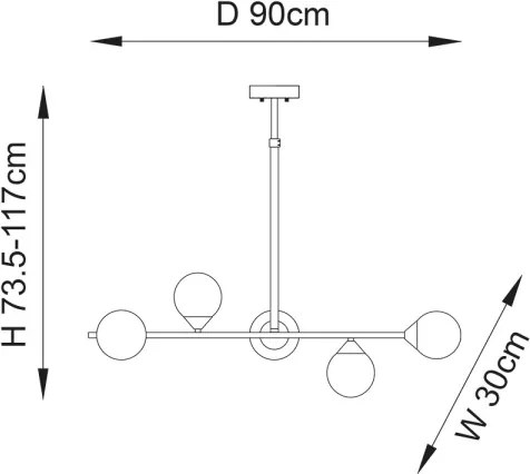 Endon 101347 - Lustr na tyči OTIS 5xG9/3W/230V zlatá