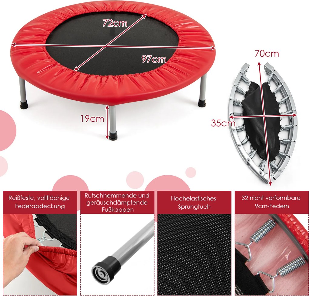 Costway Φ97 cm Mini trampolína Fitness trampolína Skládací dětská trampolína