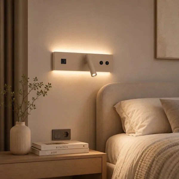 Brilagi-LED Nást. bodové svítidlo s USB portem NOCTIS LED/3W/230V+LED/9W béžová