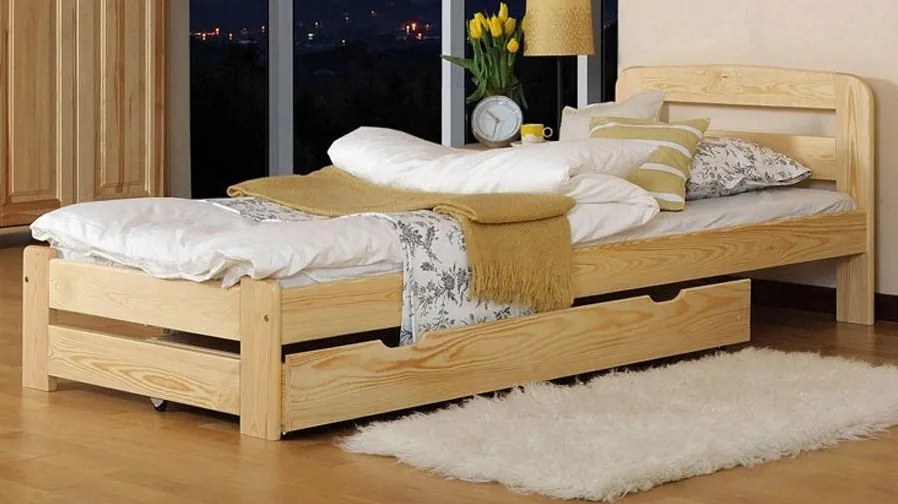 ImportWorld Dřevěná postel Květa 90x200 + rošt ZDARMA (Barva dřeva: Dub)