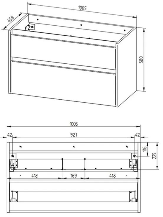 Mereo, Opto, koupelnová skříňka s umyvadlem z litého mramoru 101 cm, bílá, dub, bílá/dub, černá, CN942M