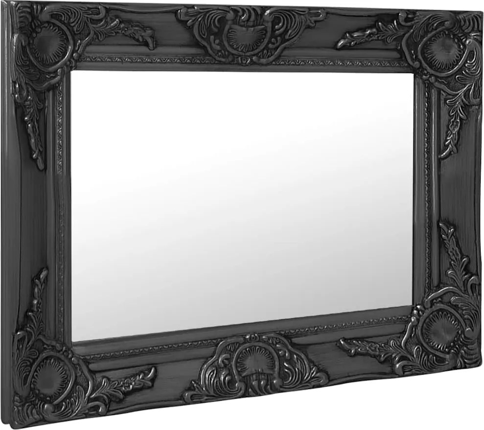 Nástěnné zrcadlo barokní styl 50 x 40 cm černé 320311