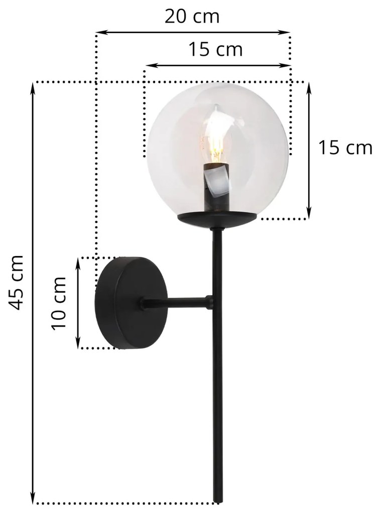 Nástěnné svítidlo Paris, 1x čiré skleněné stínítko, B