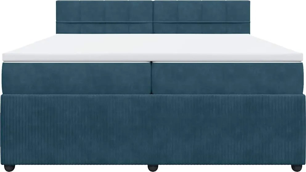 Box spring postel s matrací modrá 200 x 200 cm samet 3287834