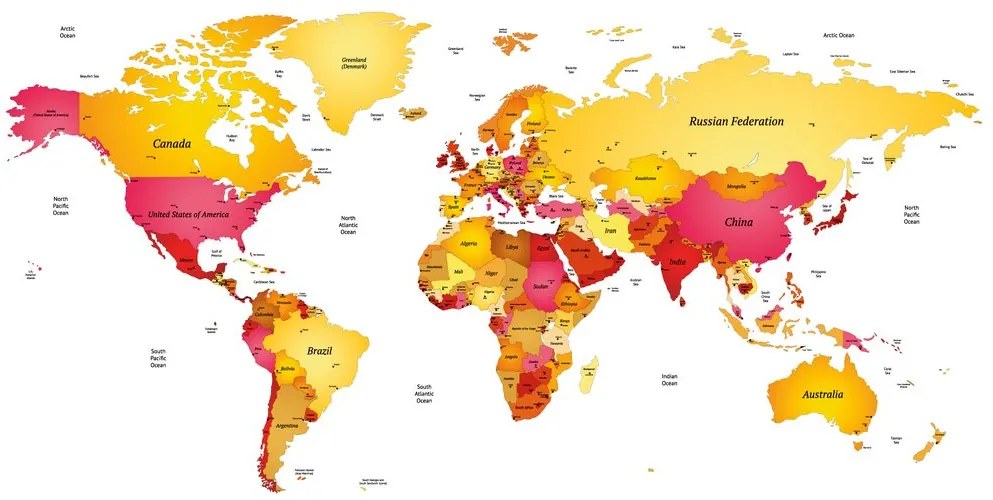 Samolepící tapeta mapa světa v barvách