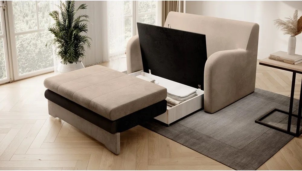 Světle hnědá sametová rozkládací pohovka 130 cm Ario – ELTAP