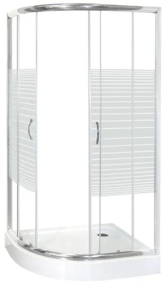 Novoterm Asymetrický sprchový kout NV-Madera 100x80 PRAVÝ chrom/potisk + vanička