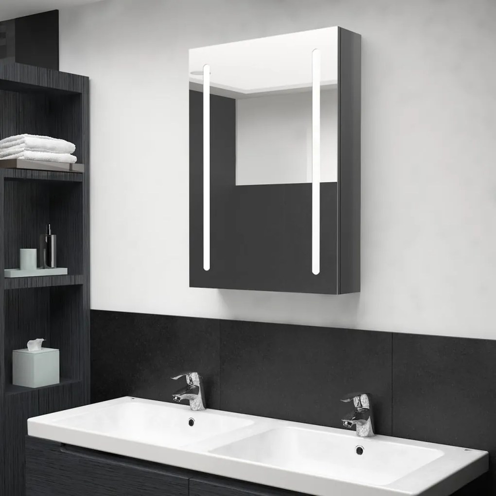 LED koupelnová skříňka se zrcadlem zářivě šedá 50 x 13 x 70 cm 326498