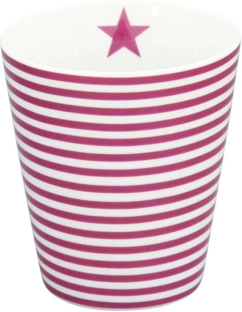 Krasilnikoff Latte hrneček Thin Plum Stripes, růžová barva, fialová barva, porcelán 300 ml