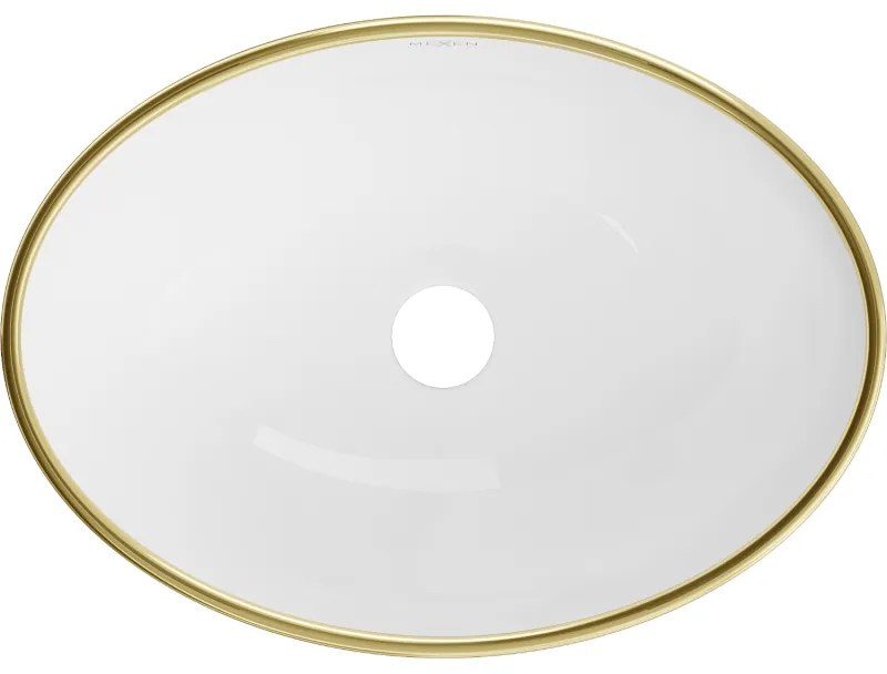 Mexen Elza umyvadlo na desku 40 x 33 cm, Bílá/Zlatá vzor káro - 21014009