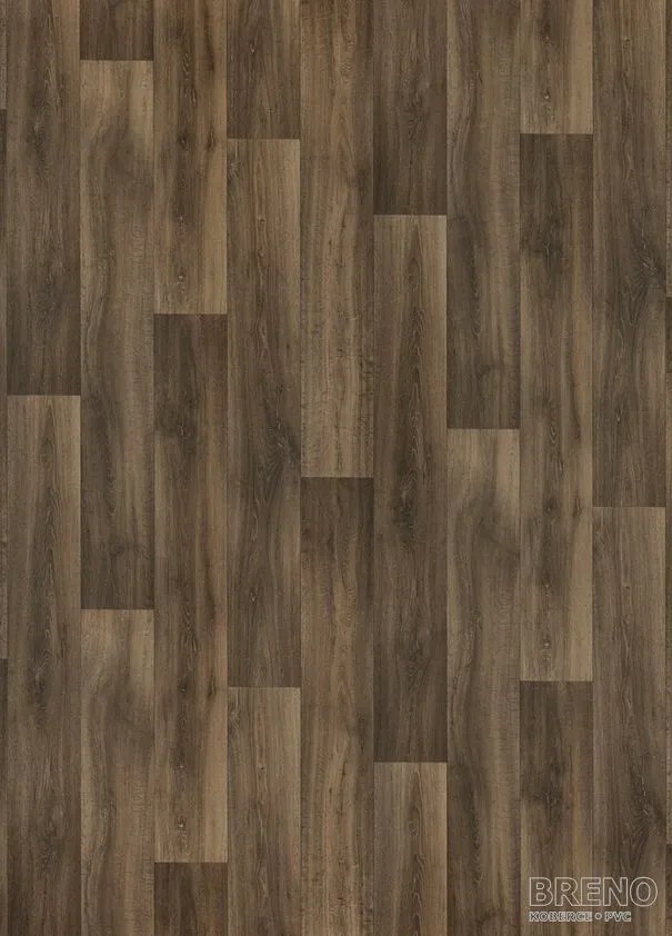 Breno PVC PURETEX Lime Oak 661D – tmavé dřevo, šíře 400 cm