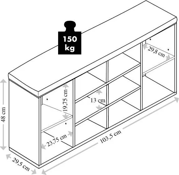Botník s lavicí, šedý, KESPER