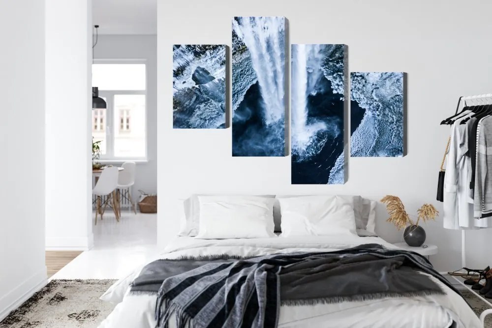 Vícedílný obraz Zimní Vodopád Nedostatek Nedostatek Přírodní plátno 240x150