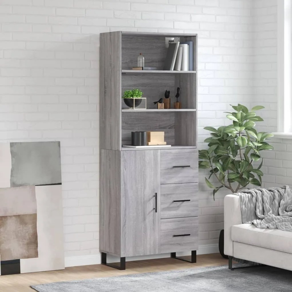 Skříň highboard šedá sonoma 69,5 x 34 x 180 cm kompozitní dřevo 3189475