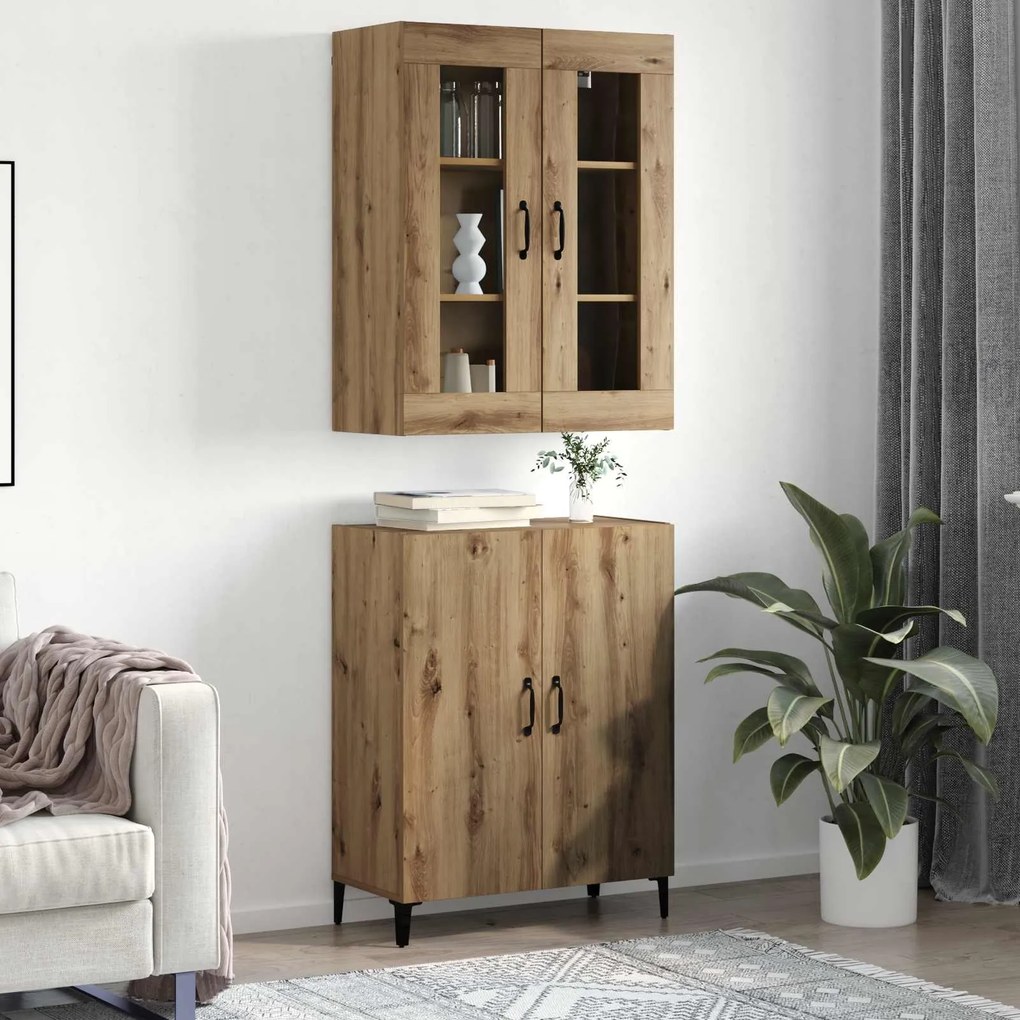 Vysoký bufet 2 ks Artisanový dub 69,5 x 34 x 180 cm 3394588