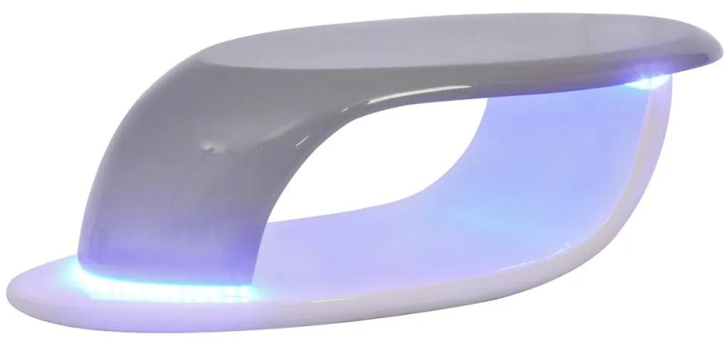 Konferenční stolek s LED - sklolaminát | bílo-šedý