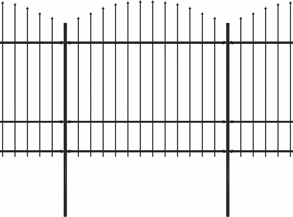 Zahradní plot s kopím nahoře ocelový 1339 x 175 cm černý 277746