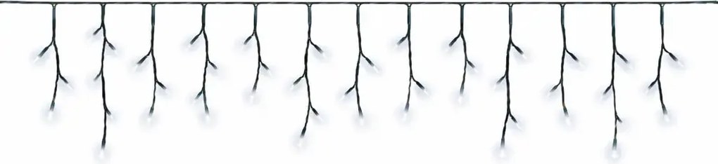 Hobby Line venkovní LED rampouchy, světelné, 200 × 50 cm, ledově bílá, 40 diod, tmavě zelený kabel, IP44, prodlužovací