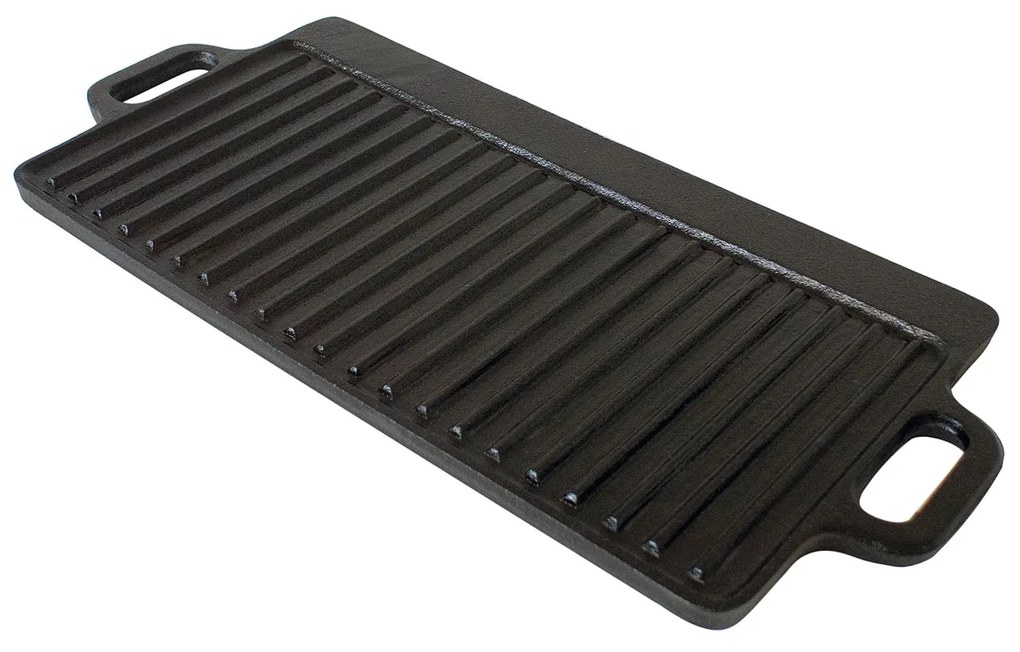 Canadienne, barbecue grilovací deska, 2 v 1 oboustranná plotna, 45 × 1,5 × 23 cm (Š × V × H), litina