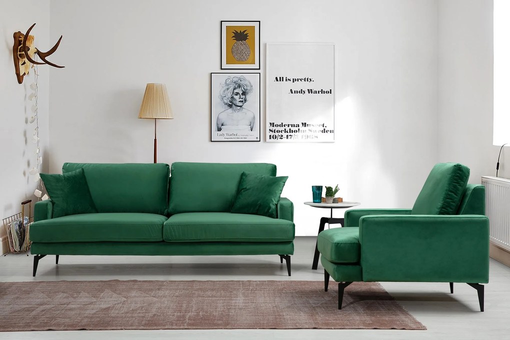 Hanah Home Třímístná pohovka PAPIRA zelená 560ARE1319