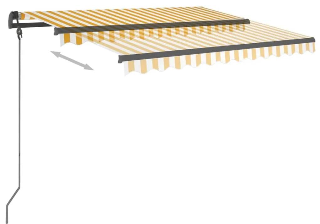 vidaXL Automatická zatahovací markýza se sloupky 3 x 2,5 m žlutobílá