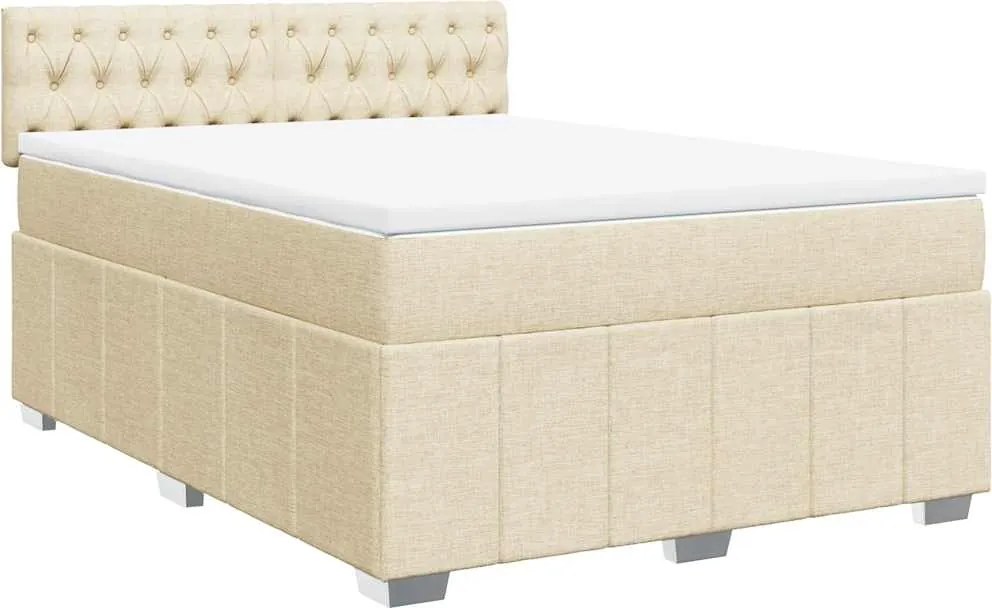 Box spring postel s matrací krémová 140x190 cm textil 3287075