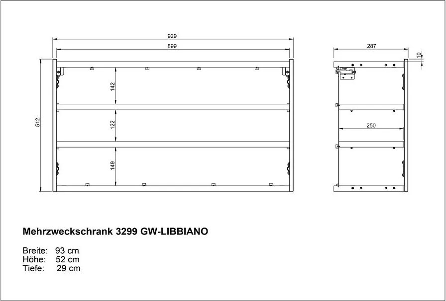 Bílá závěsná skříňka v dekoru dubu 93x52x29 cm Libbiano – Germania