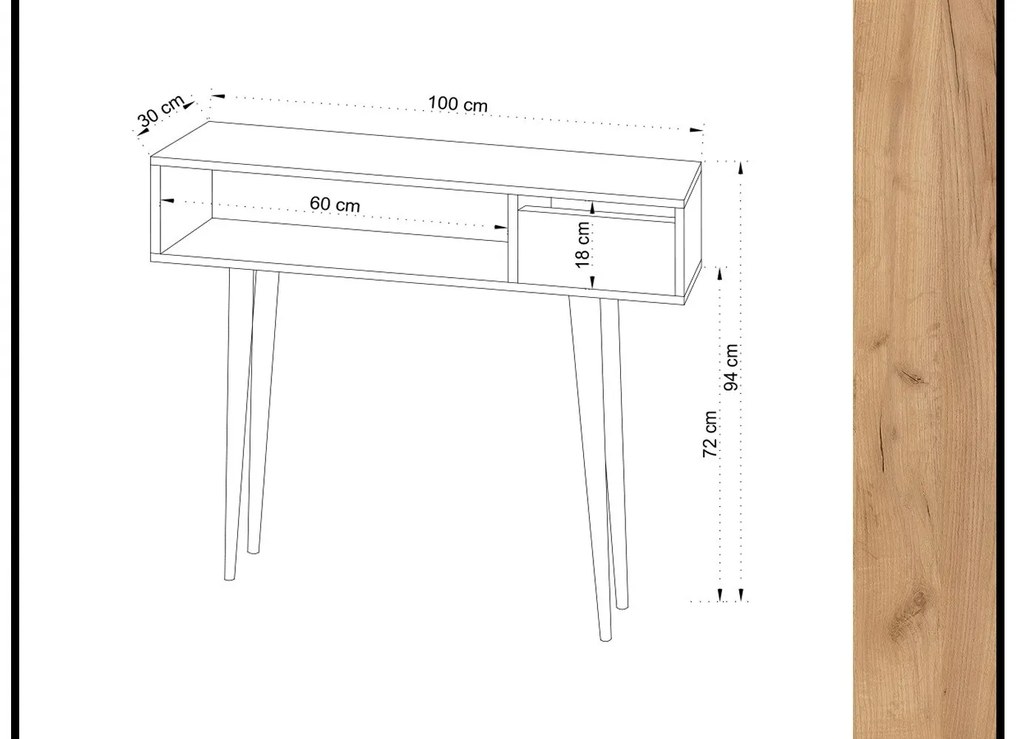 Designová konzole Phailin 100 cm vzor dub