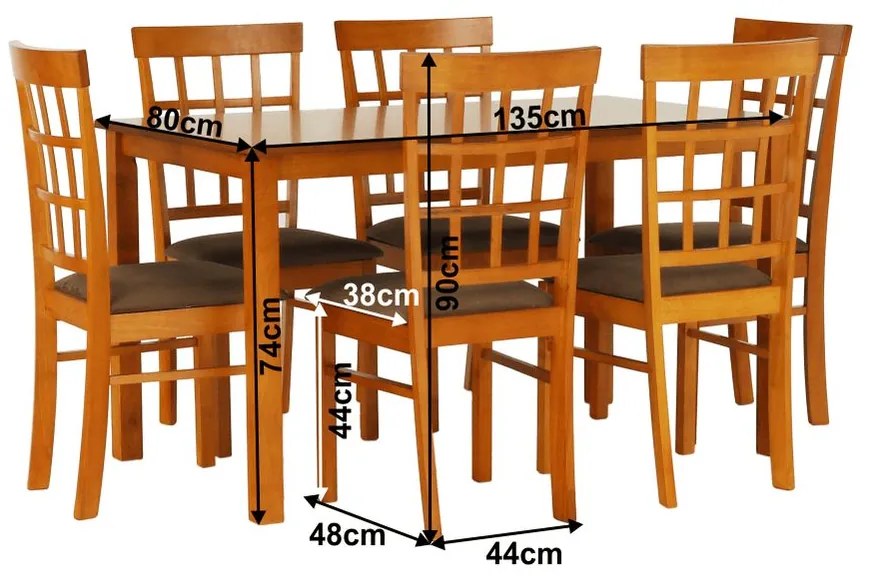 Tempo Kondela Jídelní komplet Grid New 1 + 6, třešeň