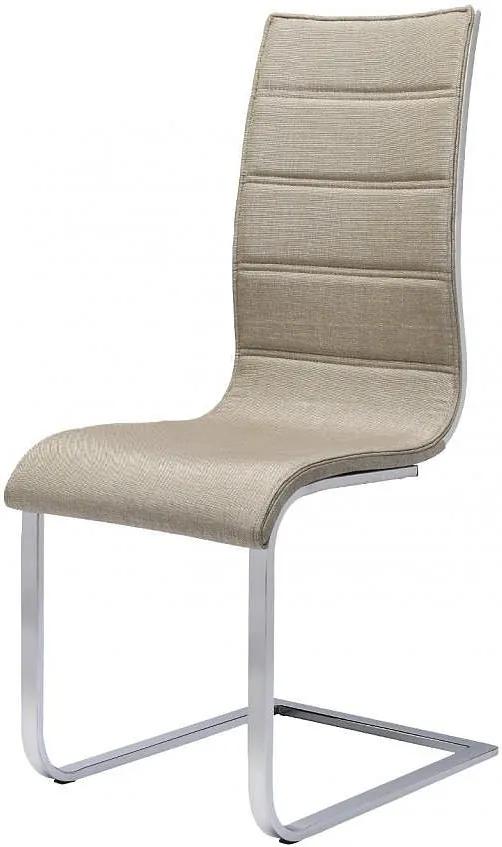 Jídelní židle Madalen 3 - béžová, chromovaná ocel + překližka + potahová látka, béžová / bílá
