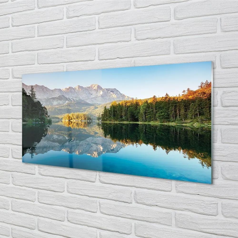 Obraz na skle Německo Mountain forest lake 140x70 cm
