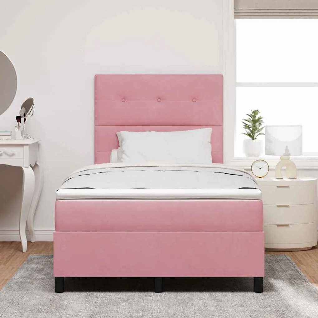Postel s boxspringem s čelo Růžová 120 x 200 cm samet 3339829