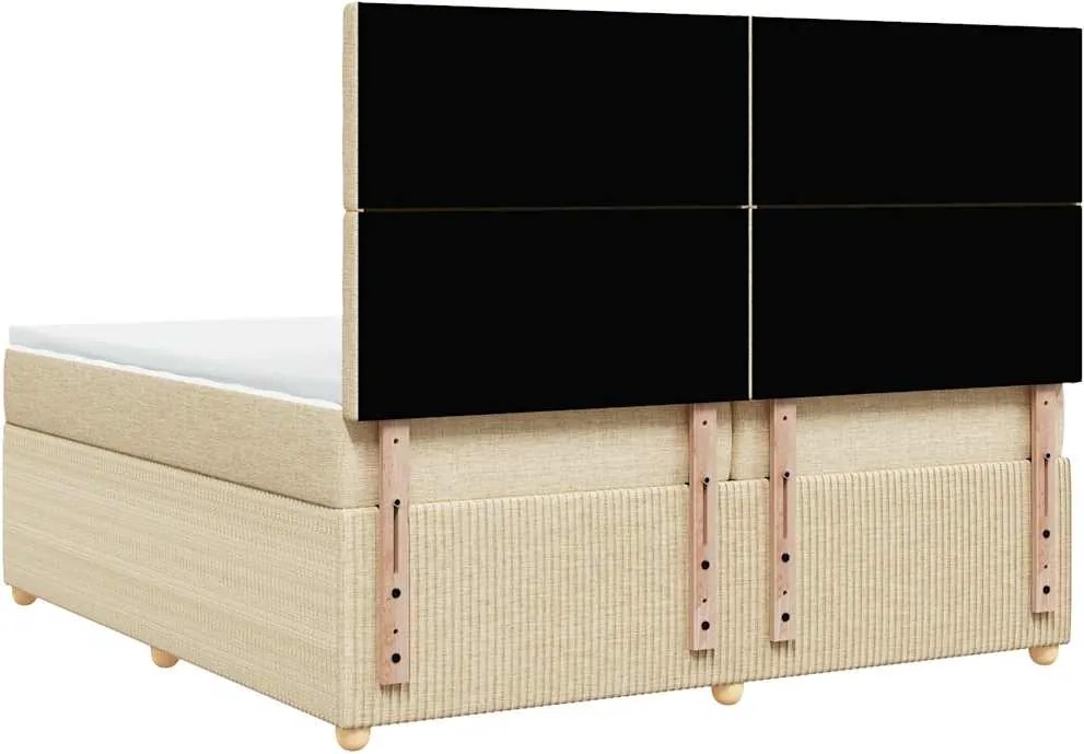 Box spring postel s matrací krémová 200x200 cm textil 3292182