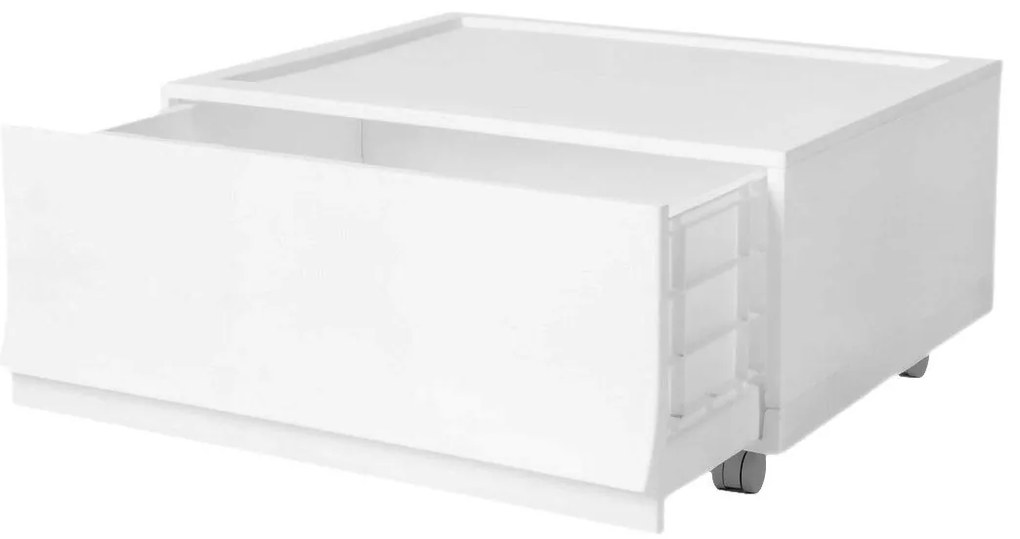 Modulární úložný box Wave Snow s kolečky 54,6 x 43,4 x 22 cm, široký - 1 šuplík - kolečka