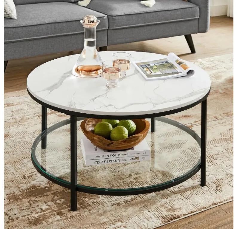 VASAGLE Konferenční stolek - bílá/černá - 80x44,5 cm