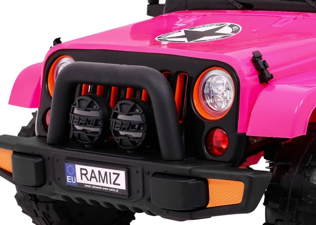 Ramiz Dětské terénní auto Full Time 4WD růžové na dálkové ovládání + pohon 4x4 + LED audio + úložný prostor